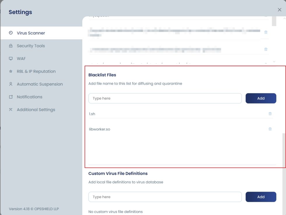 Blacklist a file | OPSSHIELD
