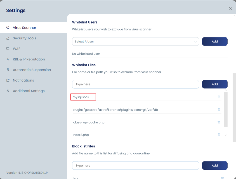 Whitelist files | OPSSHIELD