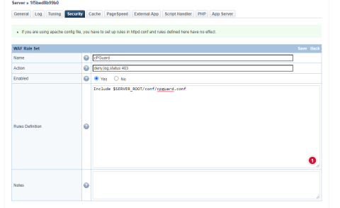 cPGuard WAF required settings and depencies | OPSSHIELD