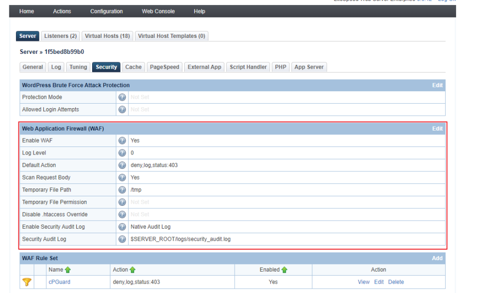 cPGuard WAF required settings and depencies | OPSSHIELD