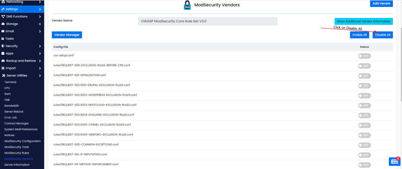 cPGuard WAF required settings and depencies | OPSSHIELD
